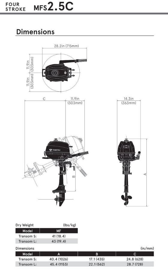 MFS2.5CS Tohatsu 2.5 hp 4-Stroke | OnlineOutboards.ca